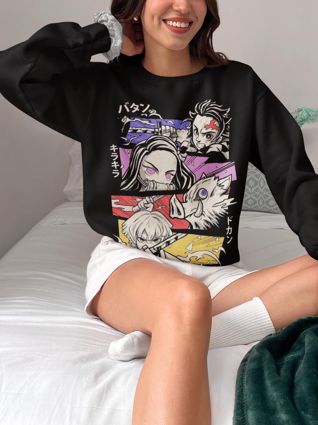 Demon Slayer Sweatshirt, Tanjiro Nezuko Anime Lover Gift Heavy Blend ...