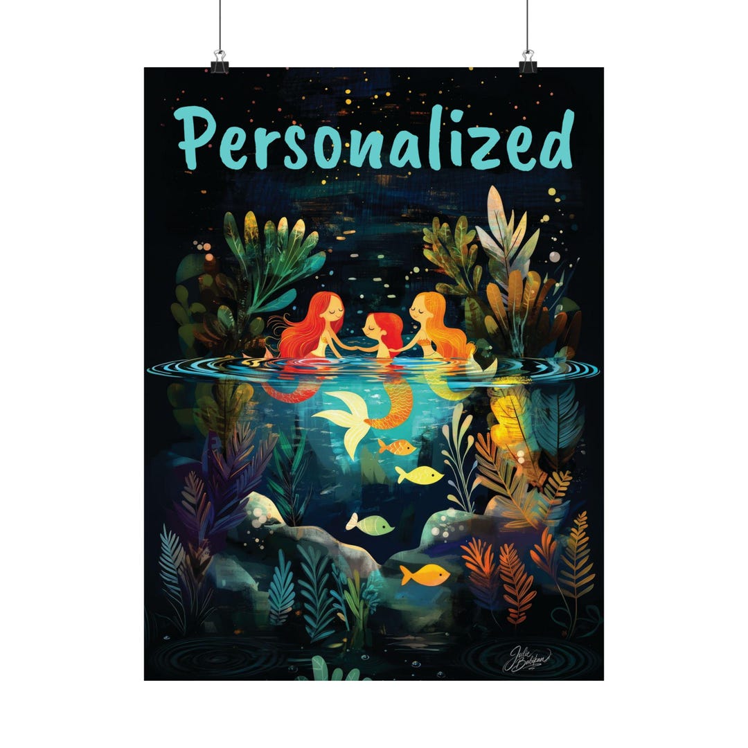 Mermaid Sisters Poster | Matte Vertical Poster - Etsy