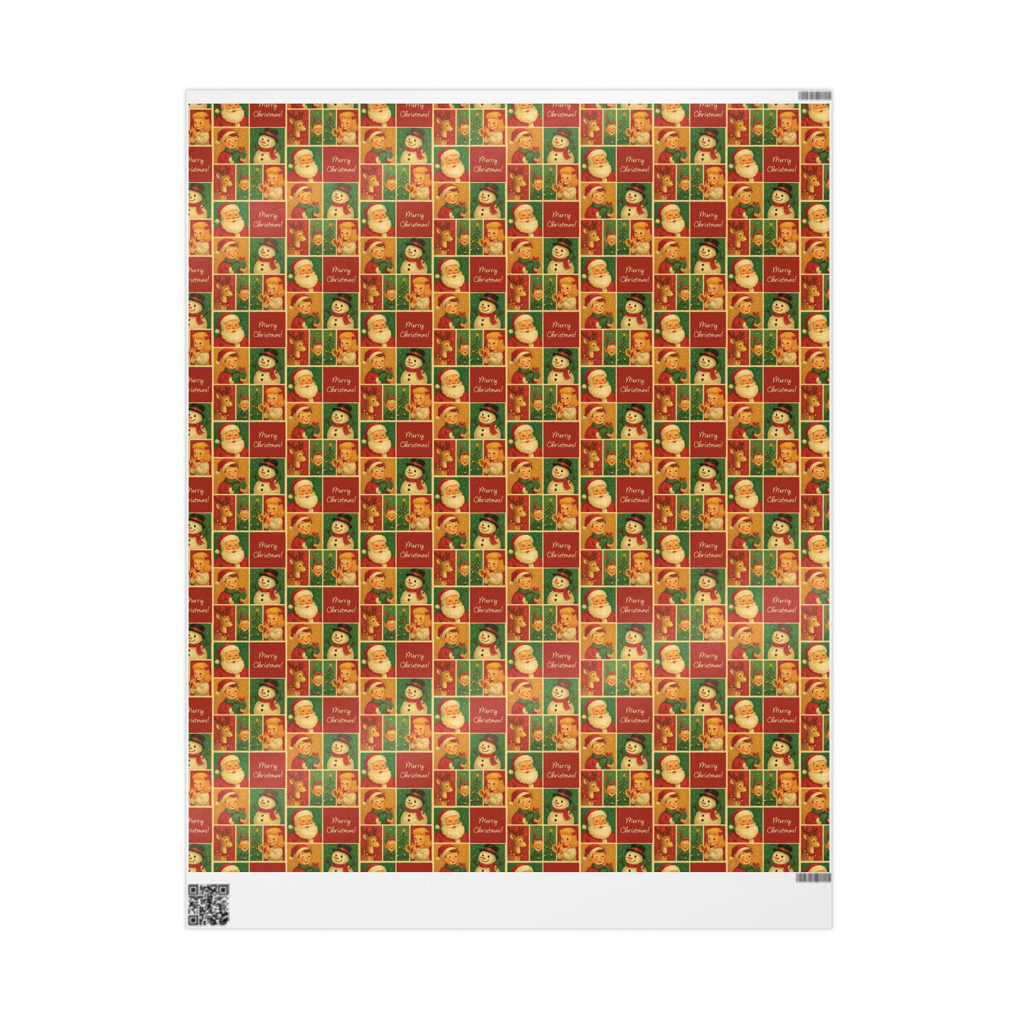 1950s Vintage Christmas Wrapping Paper | Retro Santa Snowman Design - Etsy