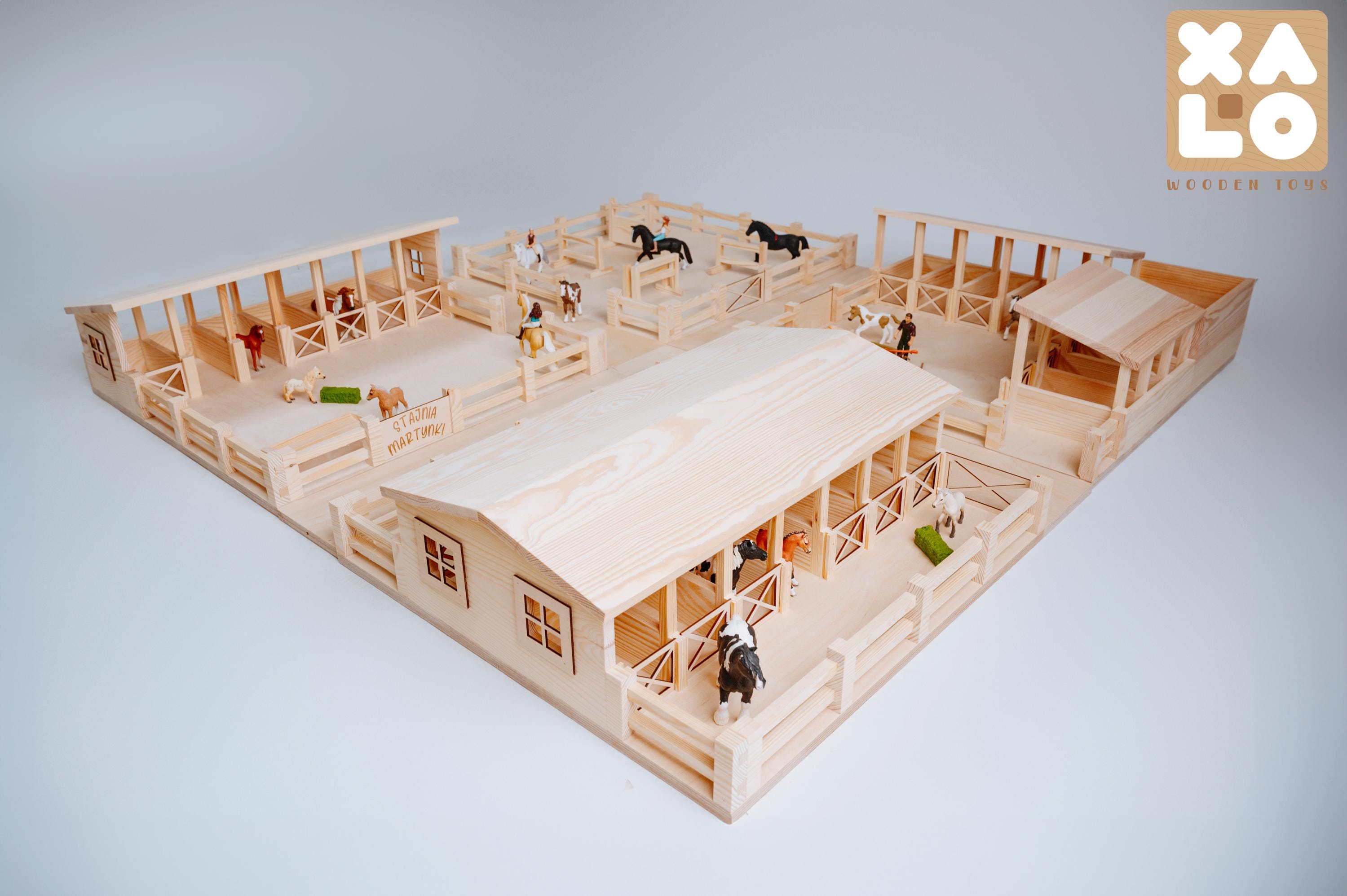 Handmade Wooden Horse Stable - Fresian | 8 Stalls | Natural Wood | Gift ...