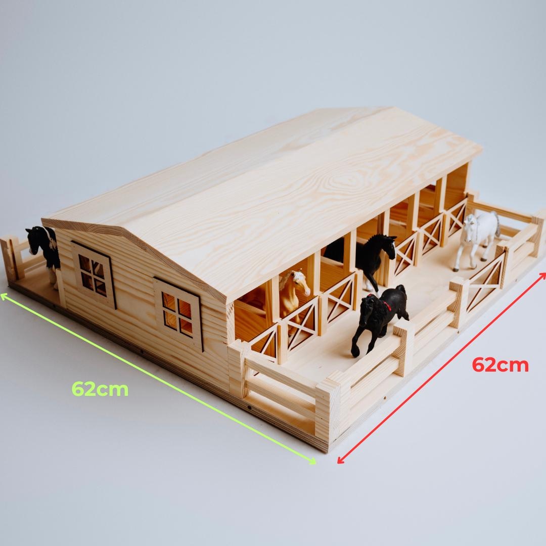 Handmade Wooden Horse Stable - Mustang | 14 Stalls | Natural Wood ...