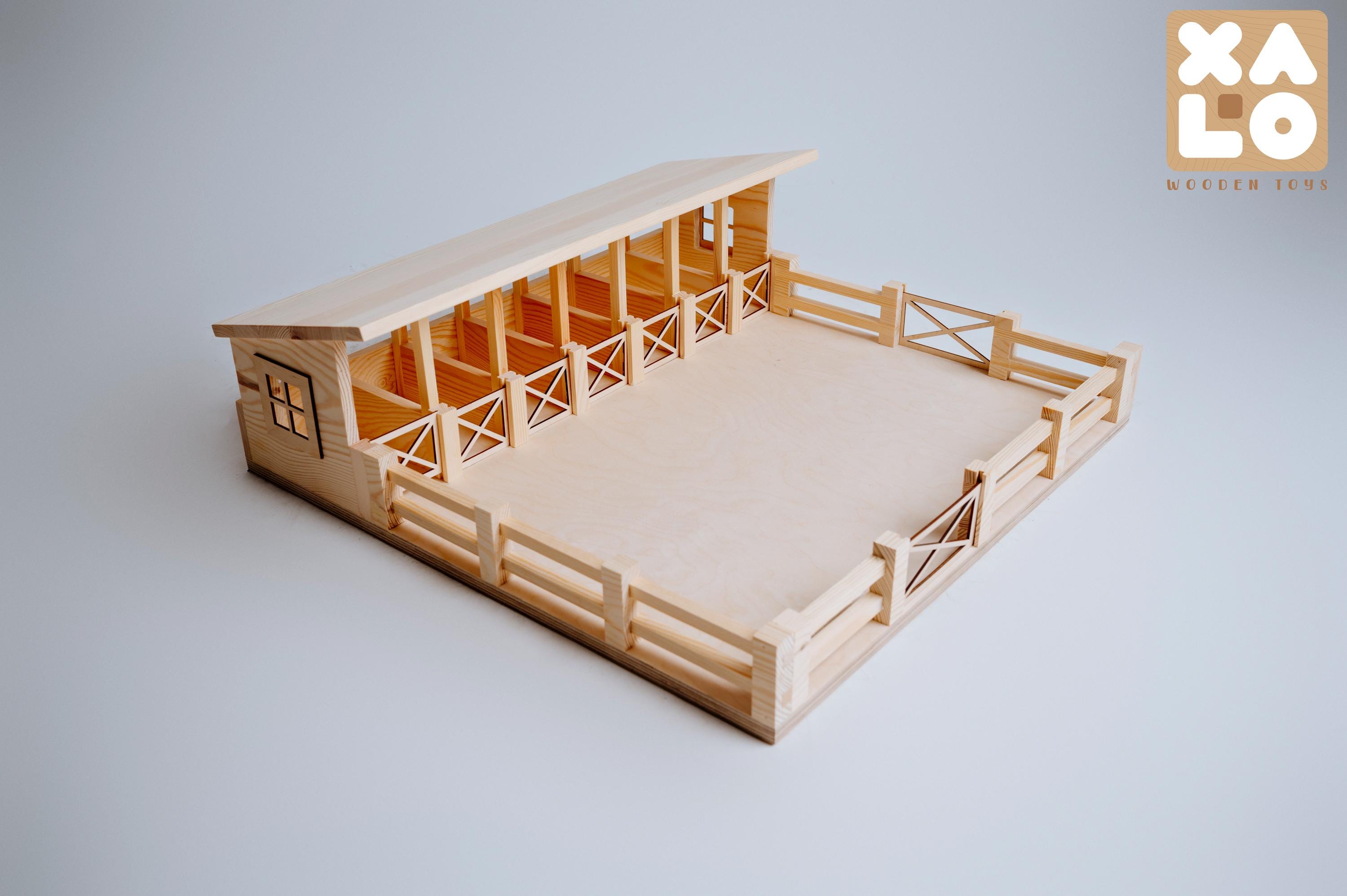 Wooden Horse Stable - Andalusian | 7 Stalls | Natural Wood | Gift for ...