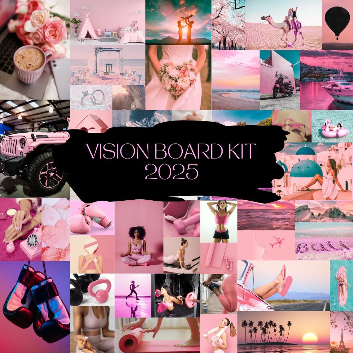 Printable Vision Board Kit Pink Themed - Printable Images, Affirmations ...