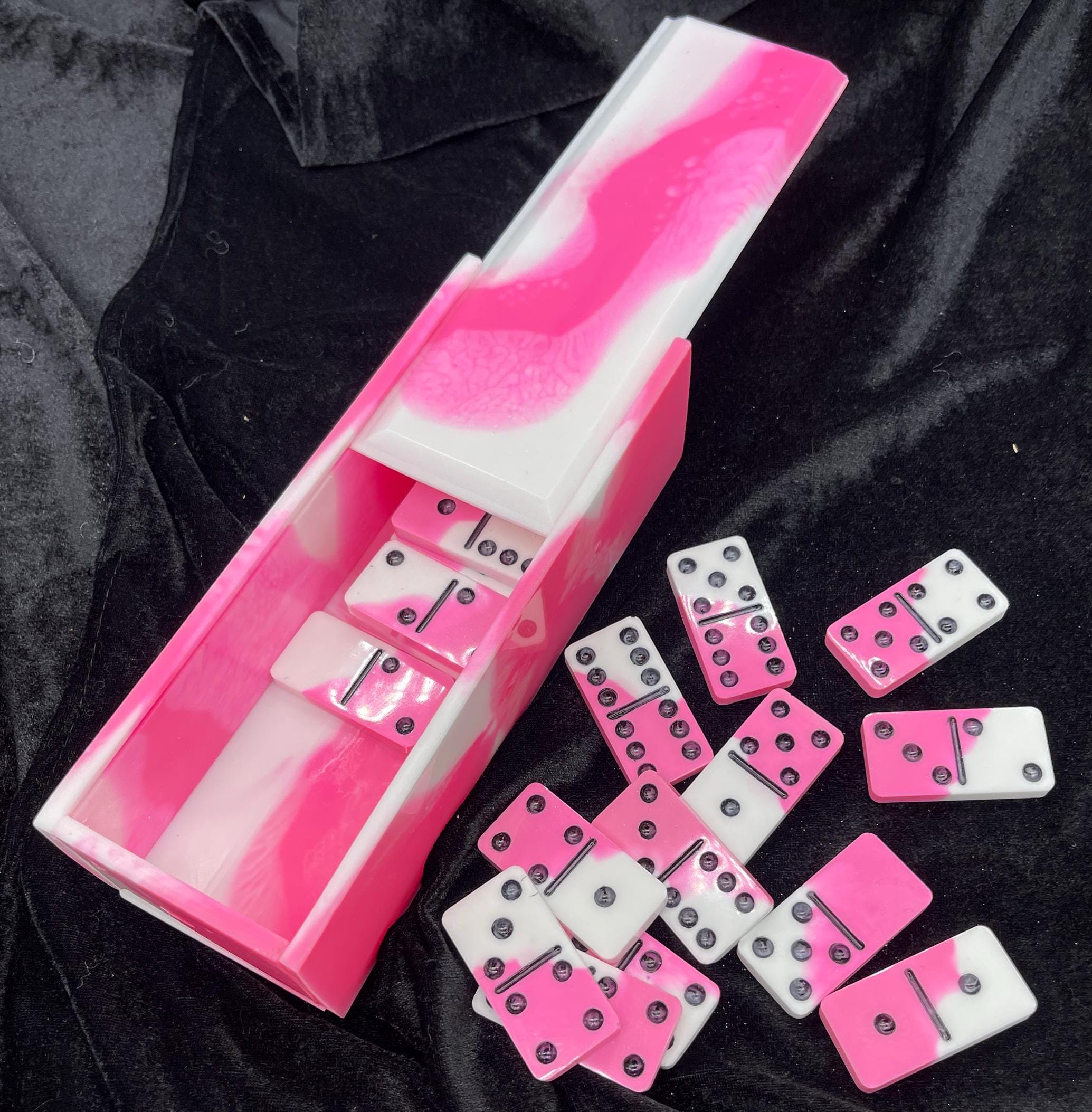 Pink Marble Domino Set Pink Marble Look Decor Decorative Games Games ...