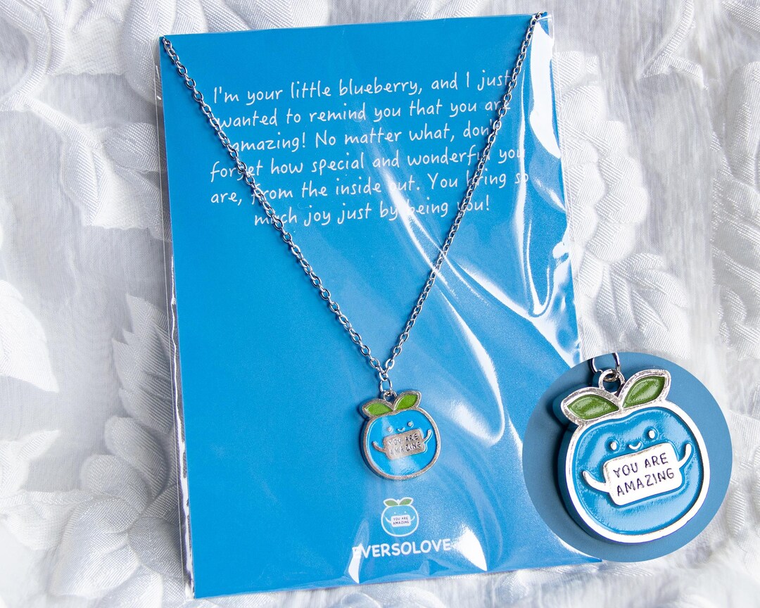 You Are Amazing Affirmation Blueberry Necklace With Encouragement Card ...