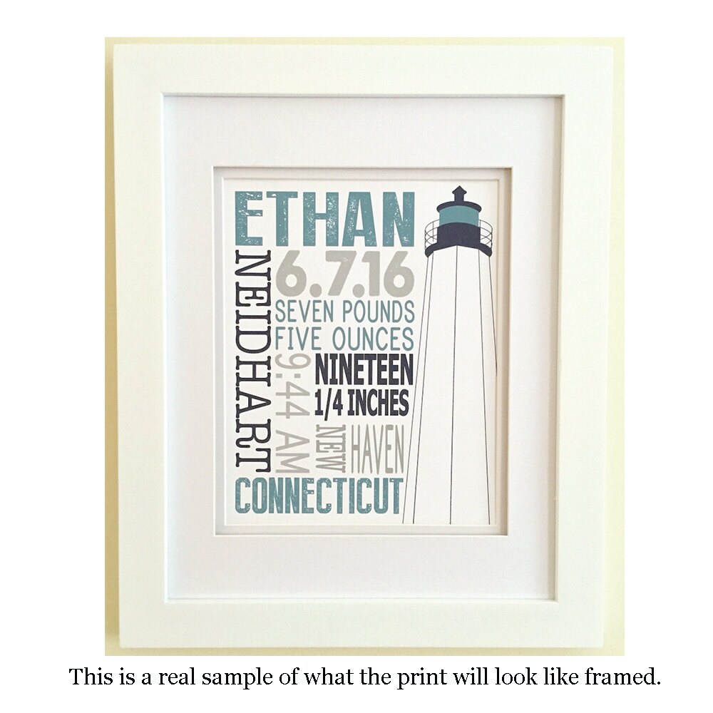 Personalized Birth Print, Nursery Decor, Baby Gift, Birth Stats, Irish ...