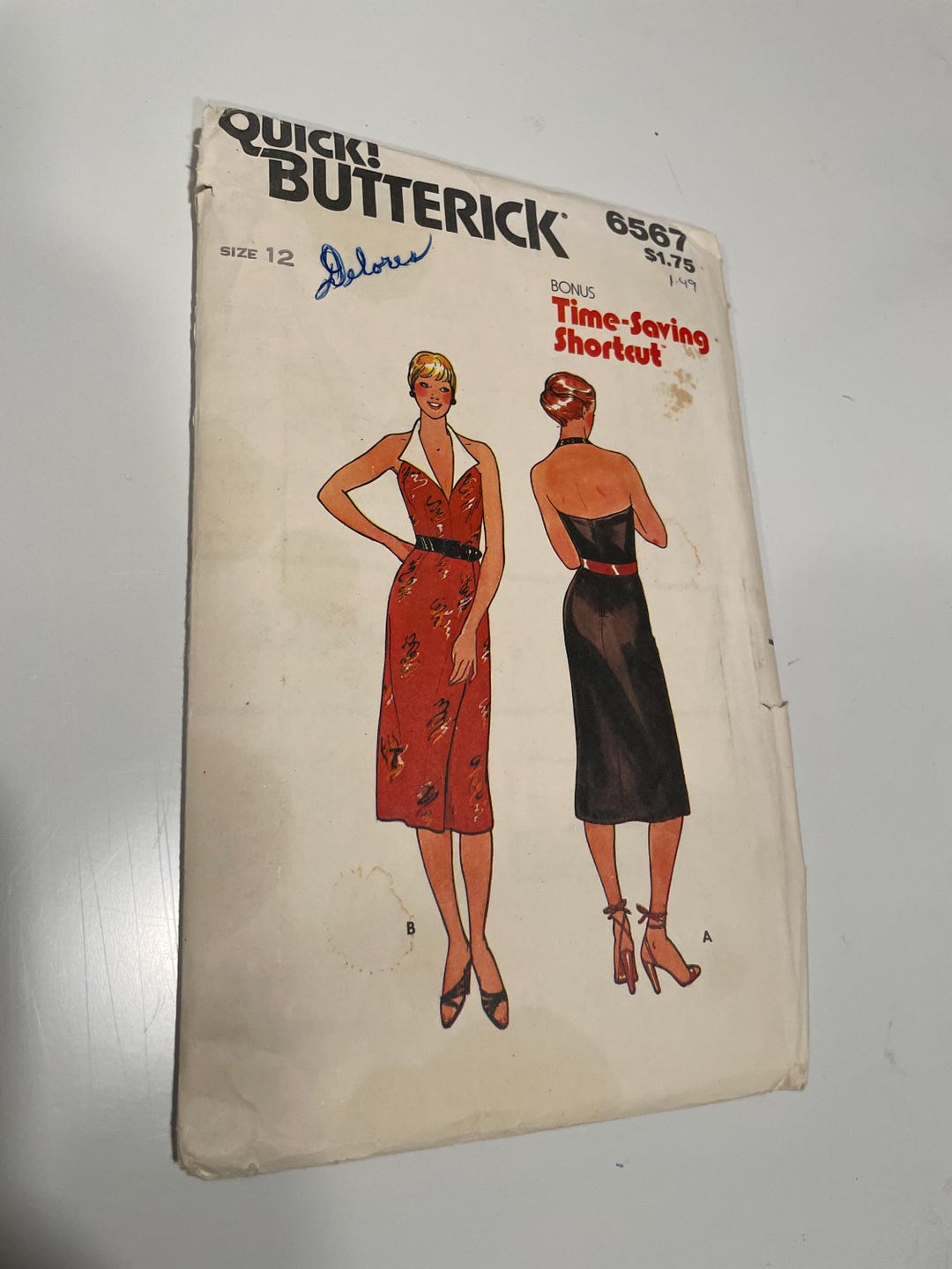 Butterick 6567 Miss Size 12 Halter Dress With Pencil Skirt Midcalf ...