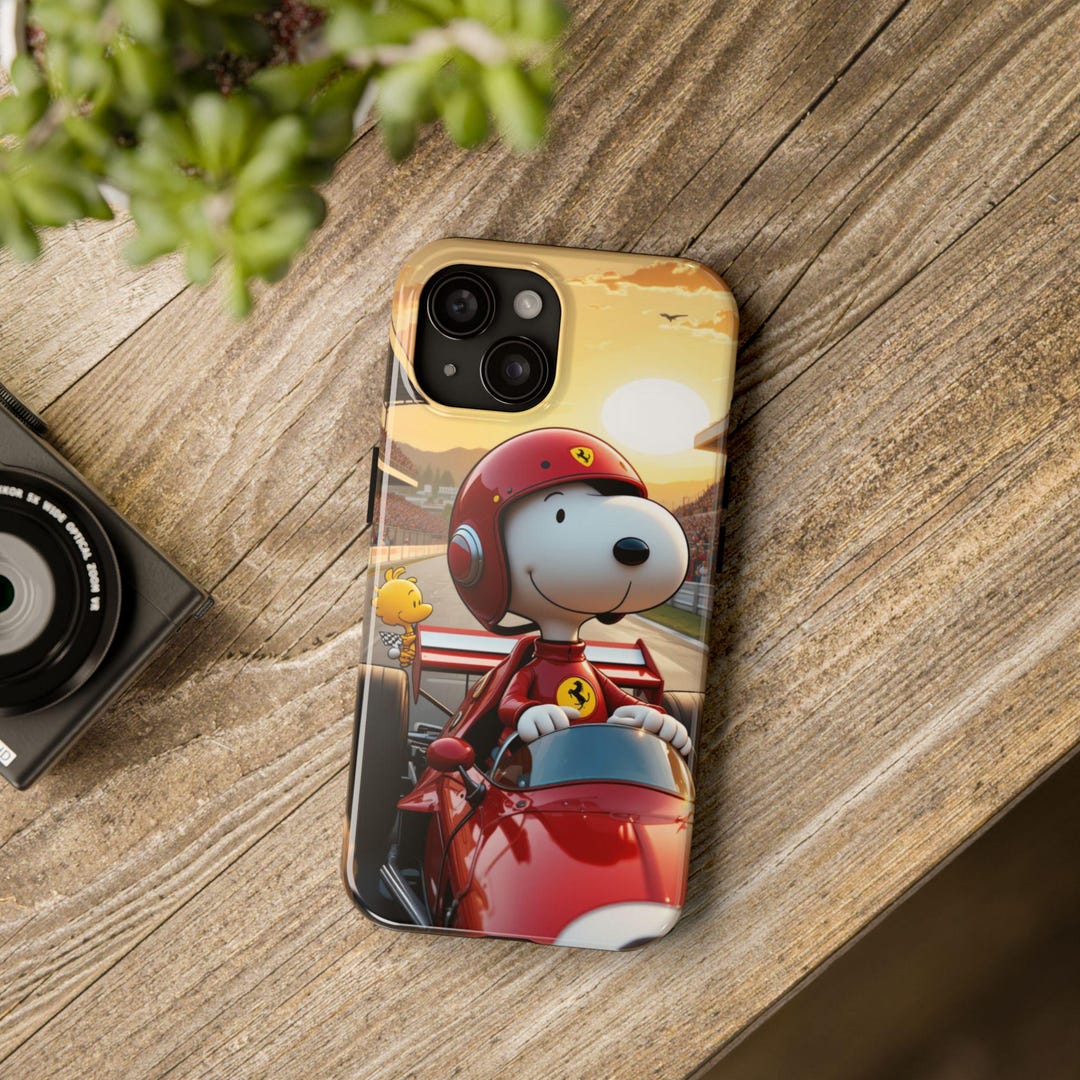 F1 Ferrari Snoopy Tough Phone Case, Formula 1 Car Racing, Cartoon Dog ...