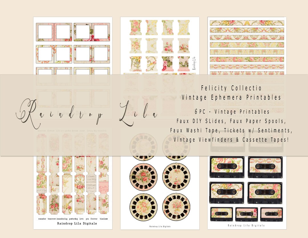 Vintage Ephemera Kit - Slides, Spools, Washi, Tickets, Viewfinders ...
