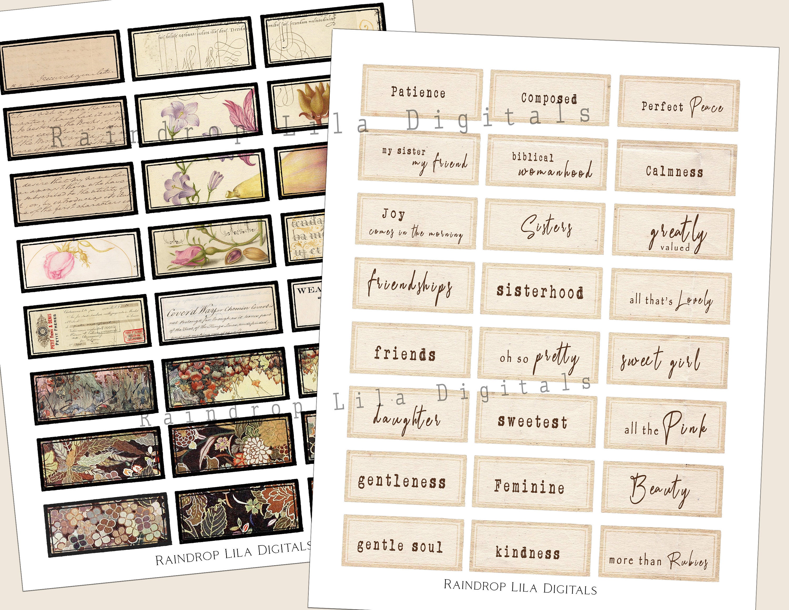 Patience Labels Tickets Faux Washi and Collage Labels | Etsy