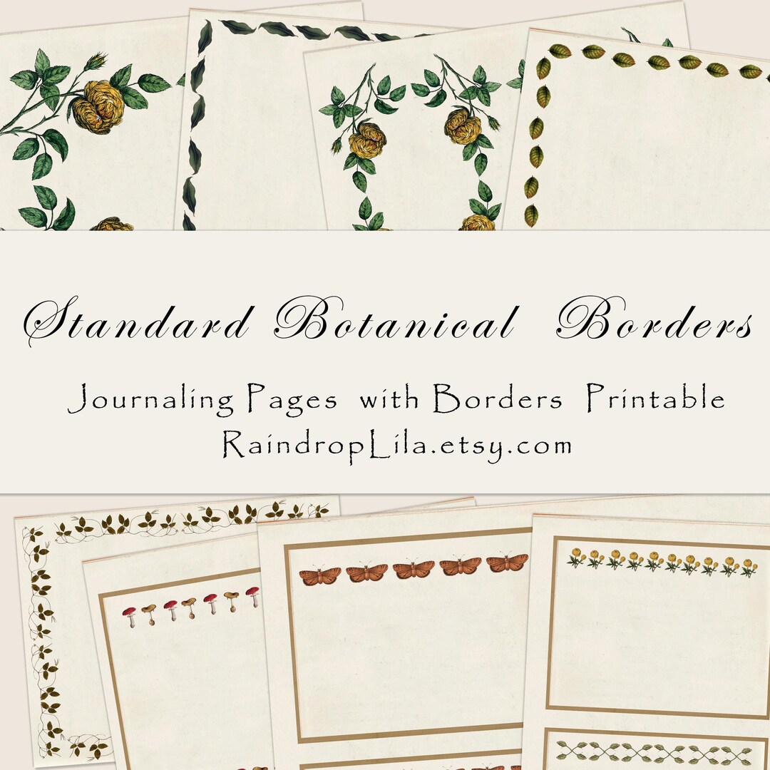 Standard Botanical Borders, Journal Writing Pages Printables, Raindrop ...