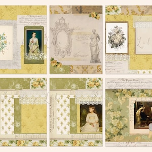 Yellow Roses Tall Layouts Printable, 15 Vintage Junk Journal Layouts ...