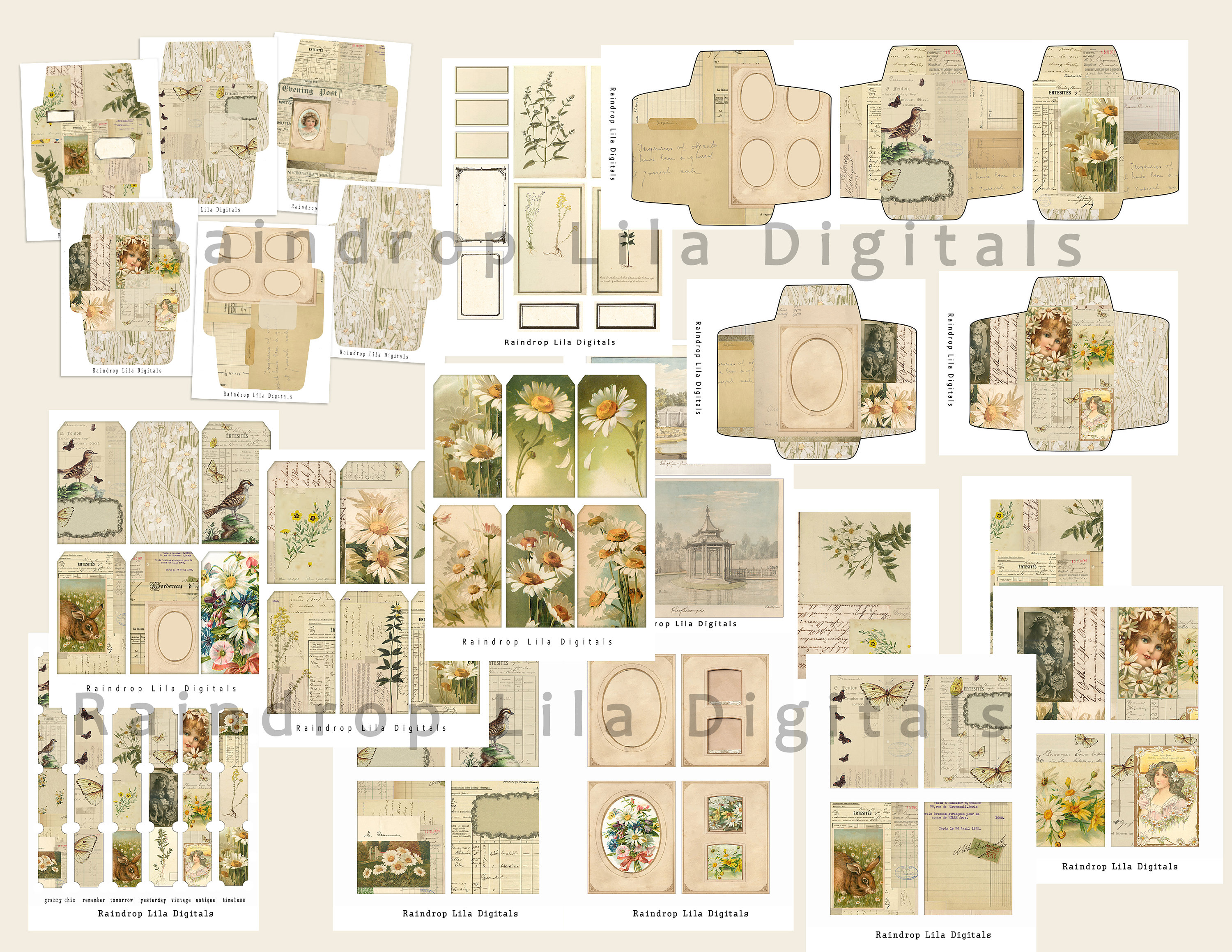 Daisy Ephemera ADD ON Collection - SPRING - Digital Printable for Junk ...