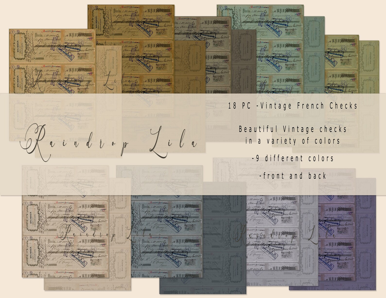 Vintage French Checks 19 Pc Colorful Antique Document - Etsy