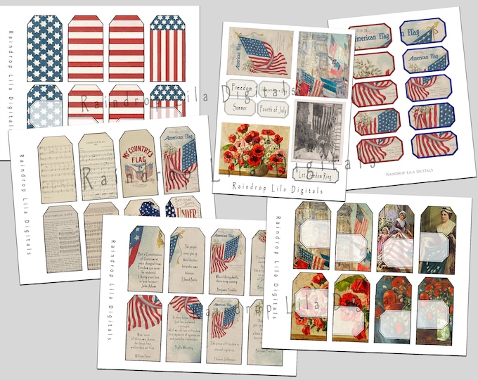 Freedom Collection Patriotic Printable Labels and Tags Kit for Junk ...