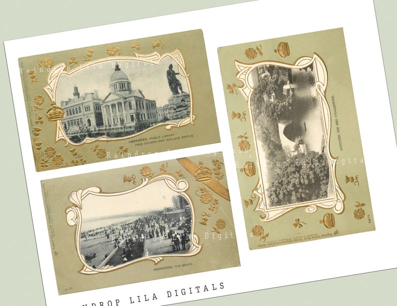 Vintage Green Postcard Printables~ Digital Victorian Prints for Junk ...