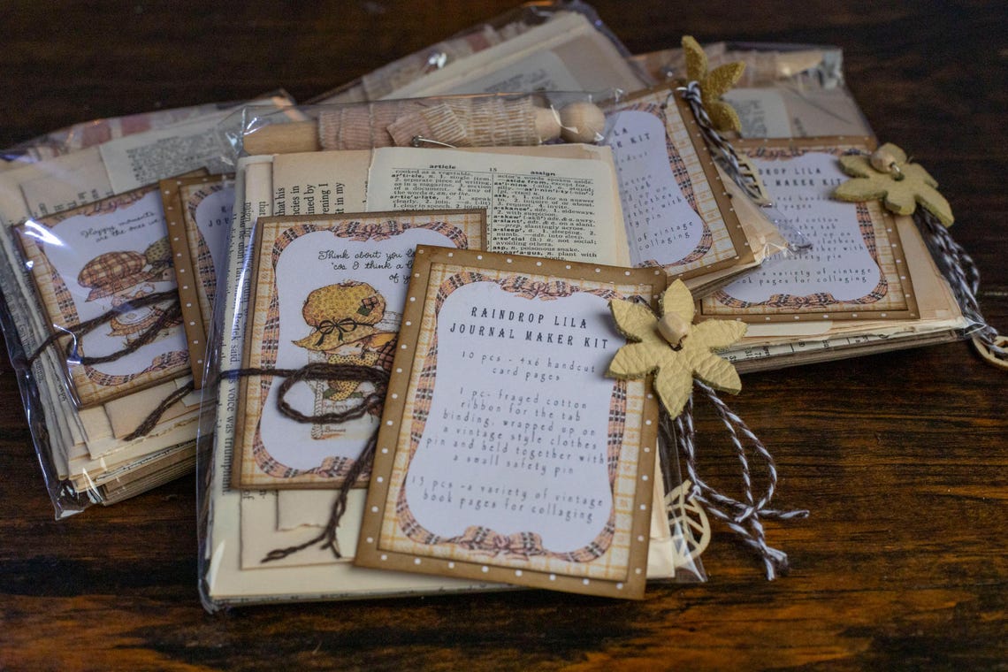 Tab Binding Junk Journal Maker Kit, Mini Journal DIY KIT, Raindrop Lila ...