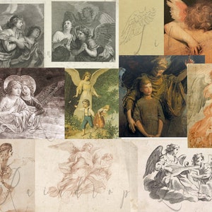 Angel Vintage Ephemera Printable- Old World Art Journaling Cards and ...