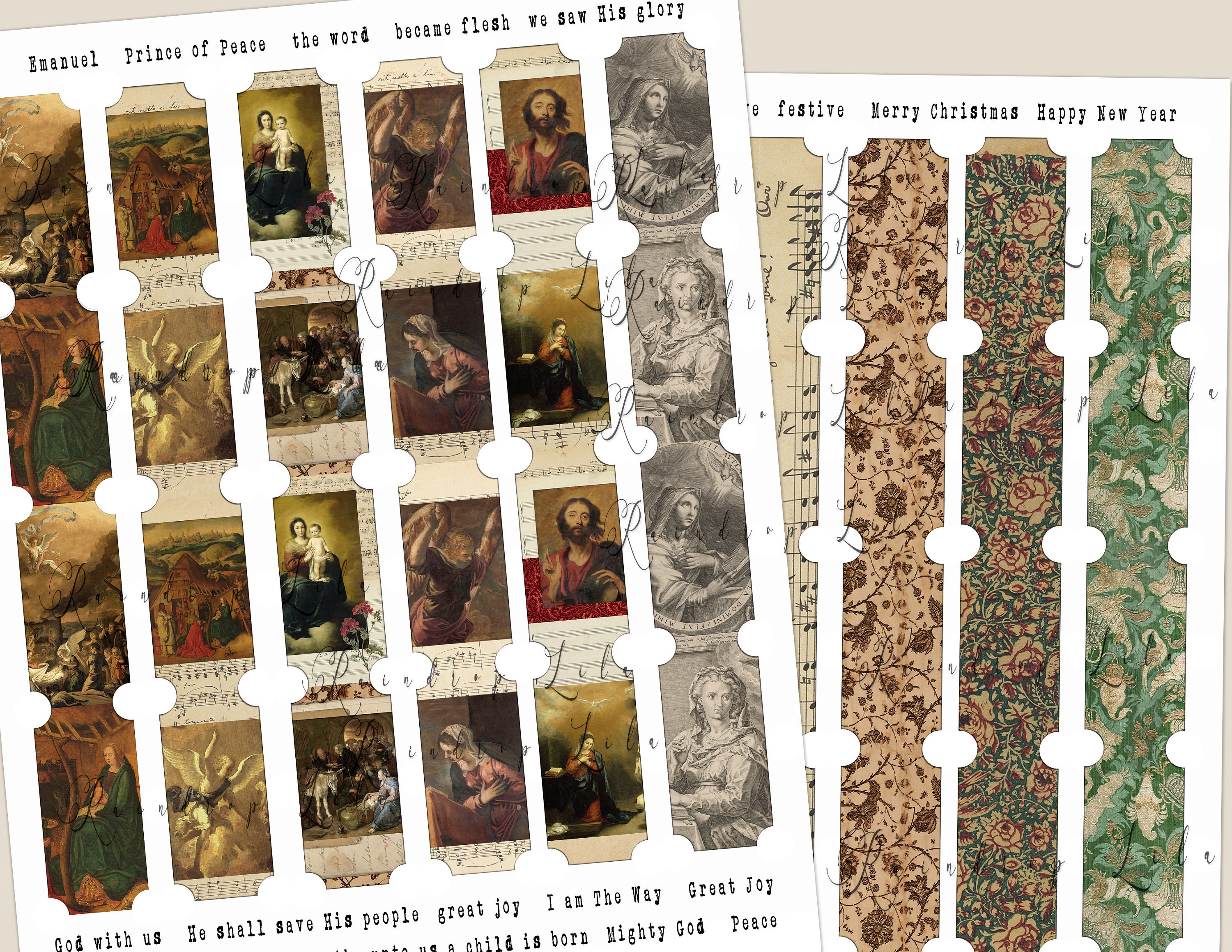 Printable Art Add On- 4 Pc-printable- Tickets, Faux Washi, Collage ...
