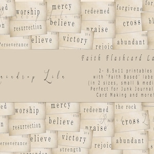 Faith -MINI- Flash Card Label Printable - Vintage Style - Raindrop Lila ...