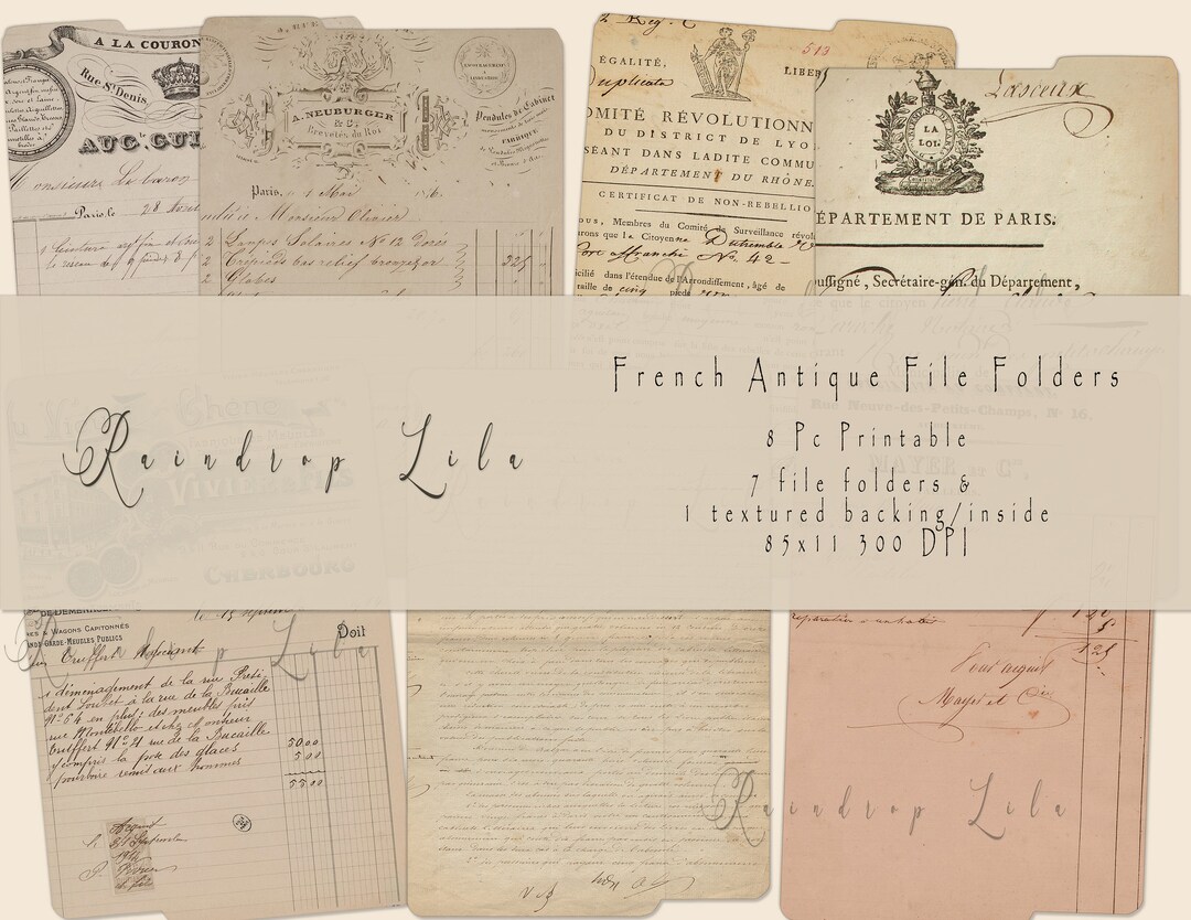 French Antique File Folder Printable - Documents N121 Printable ...