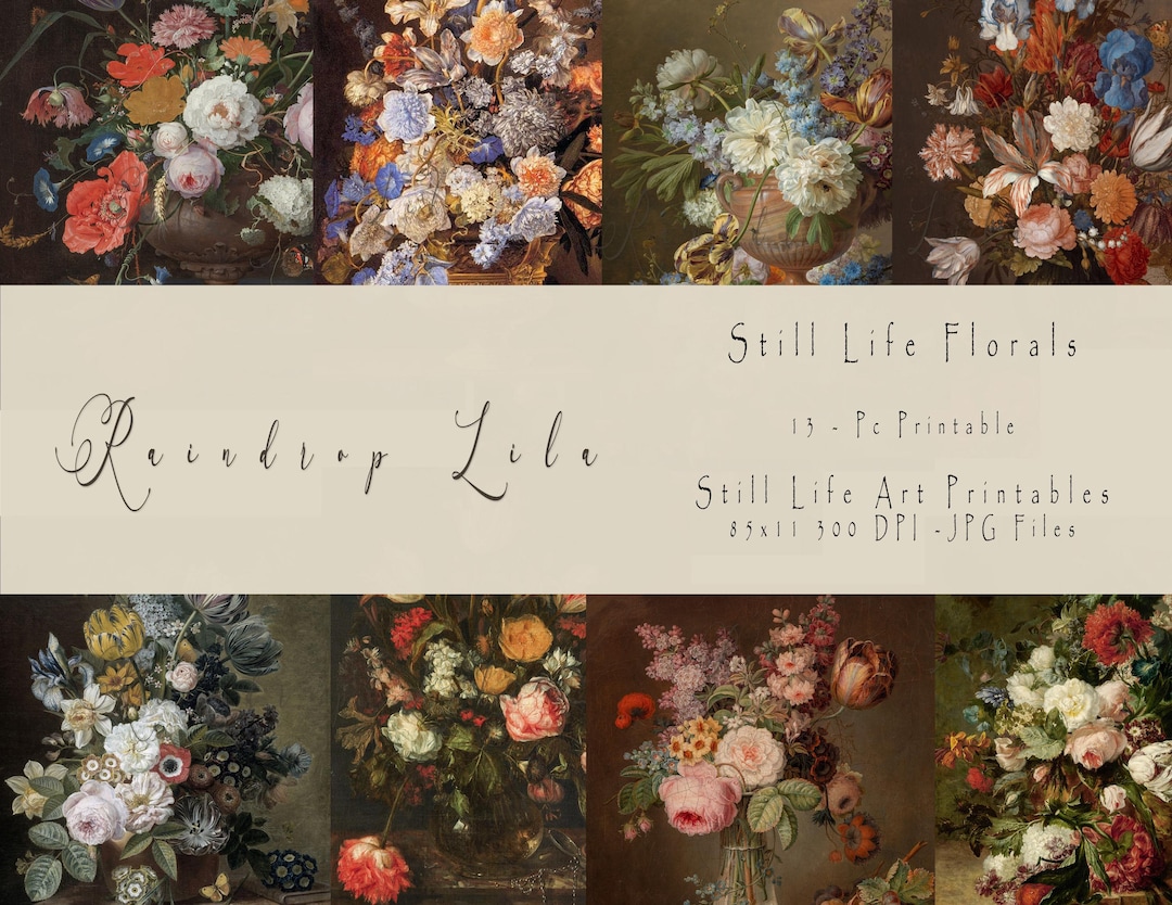 Still Life Florals Junk Journal Kit, Cornelia's Garden Printable ...