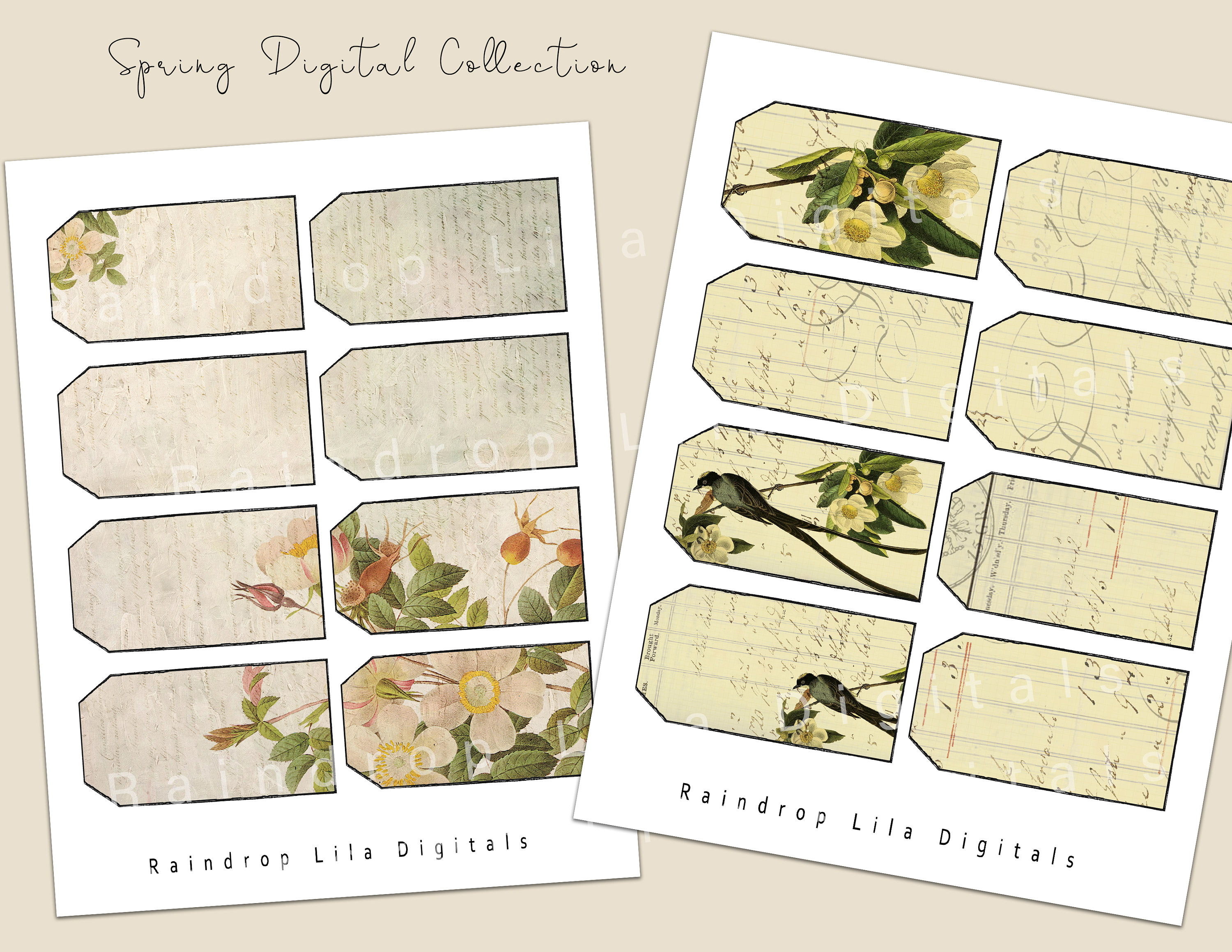 Spring Digital Printable Tags - Etsy