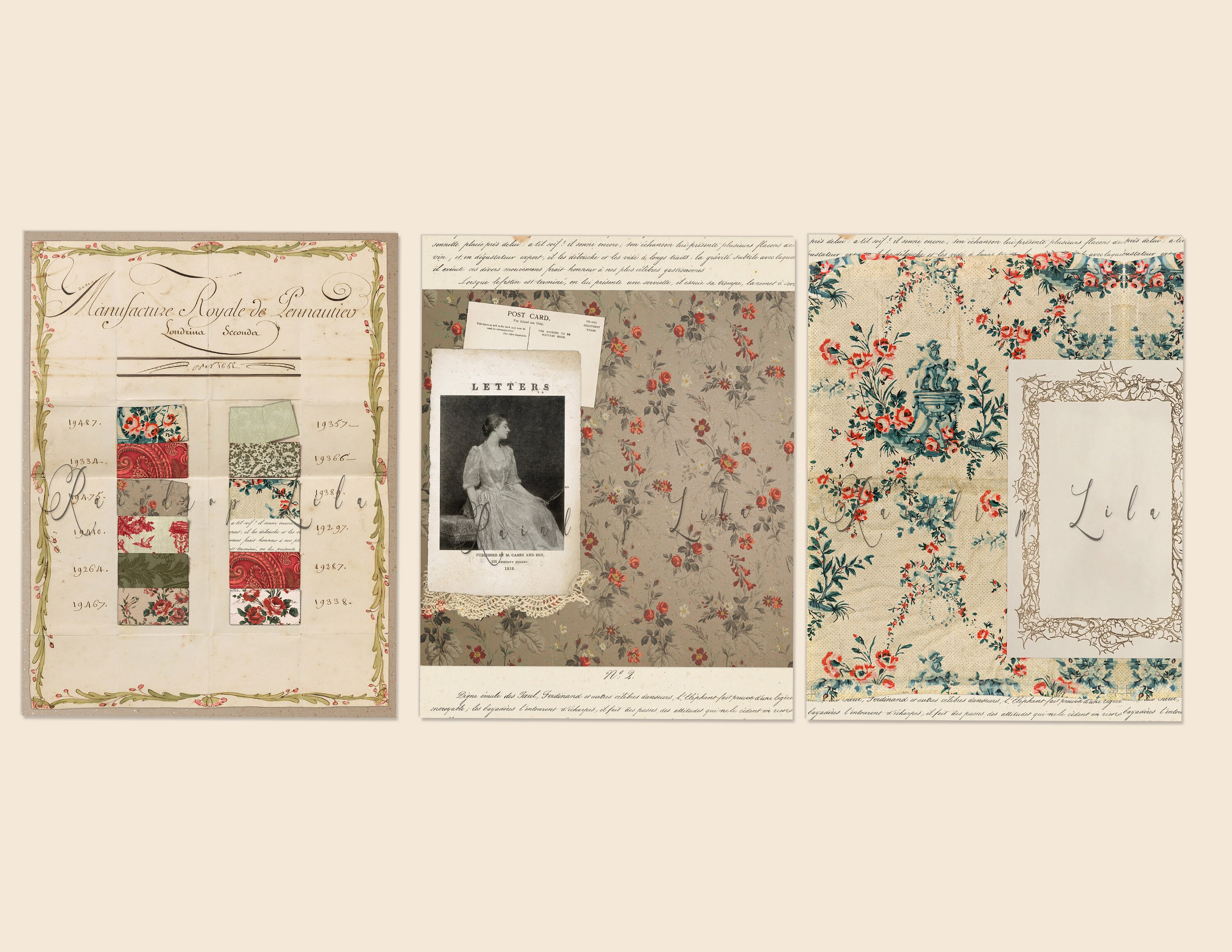 Tall Rosered Evergreen LAYOUTS - Vintage Journal Printable Collection ...
