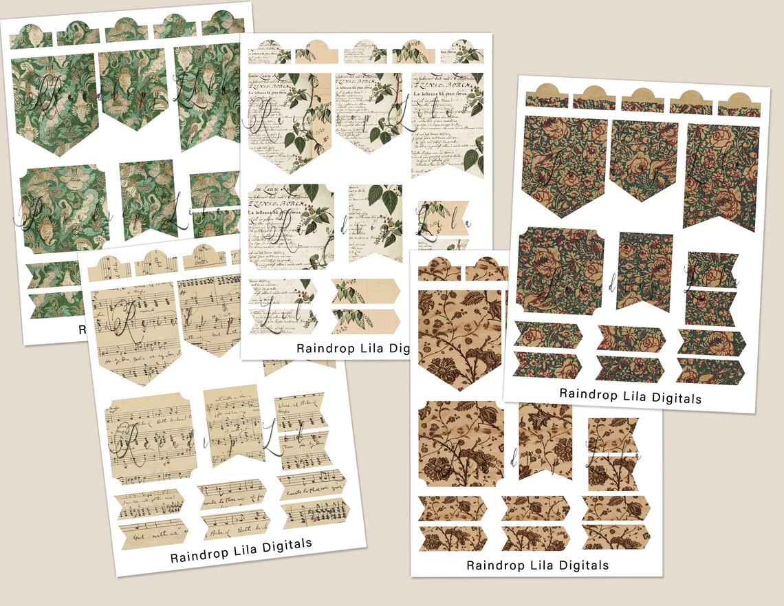 Printable Art Add On 5 Pc-printable-elements Tabs Tuck - Etsy