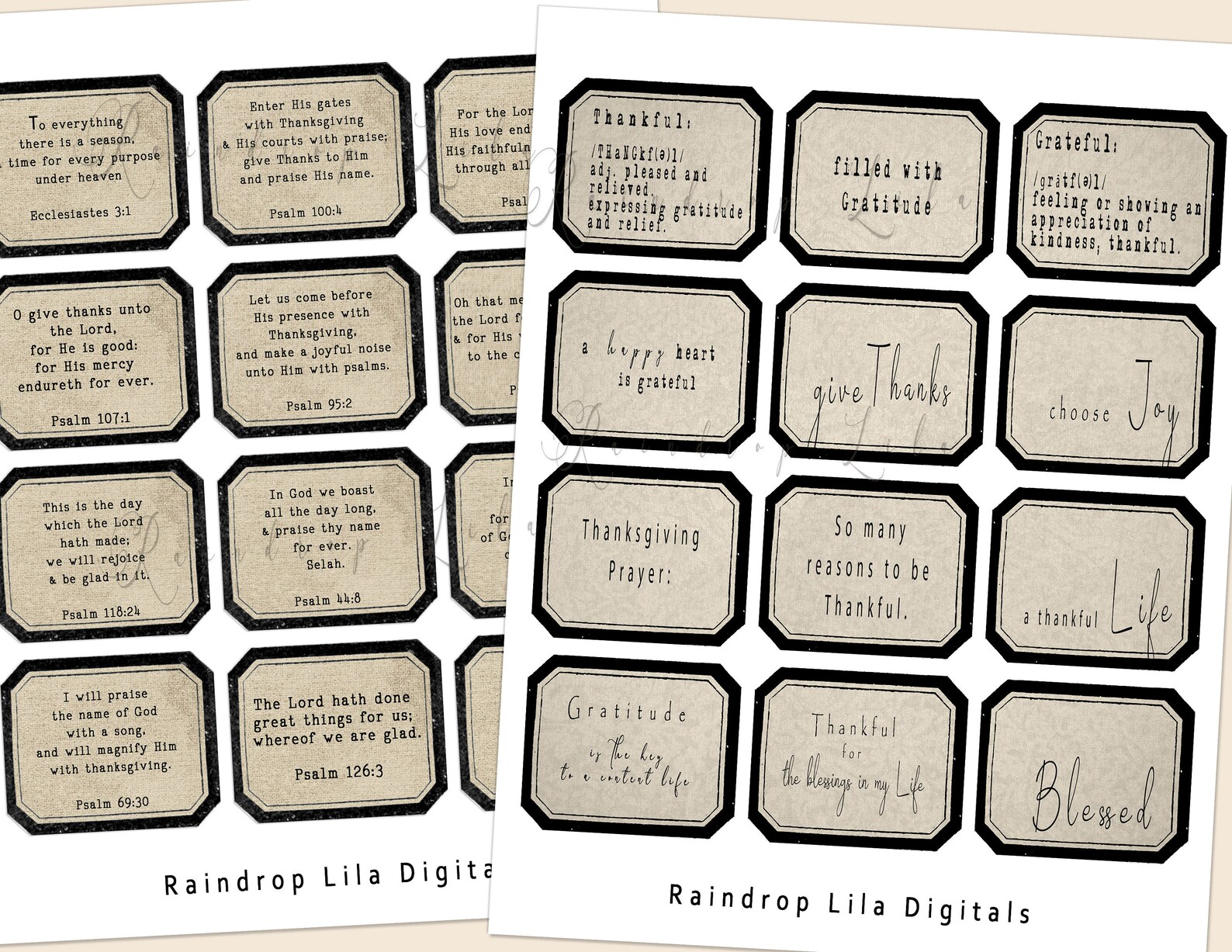 Thankful Labels Printable Kit - Gratitude Journal Sentiments and Bible ...