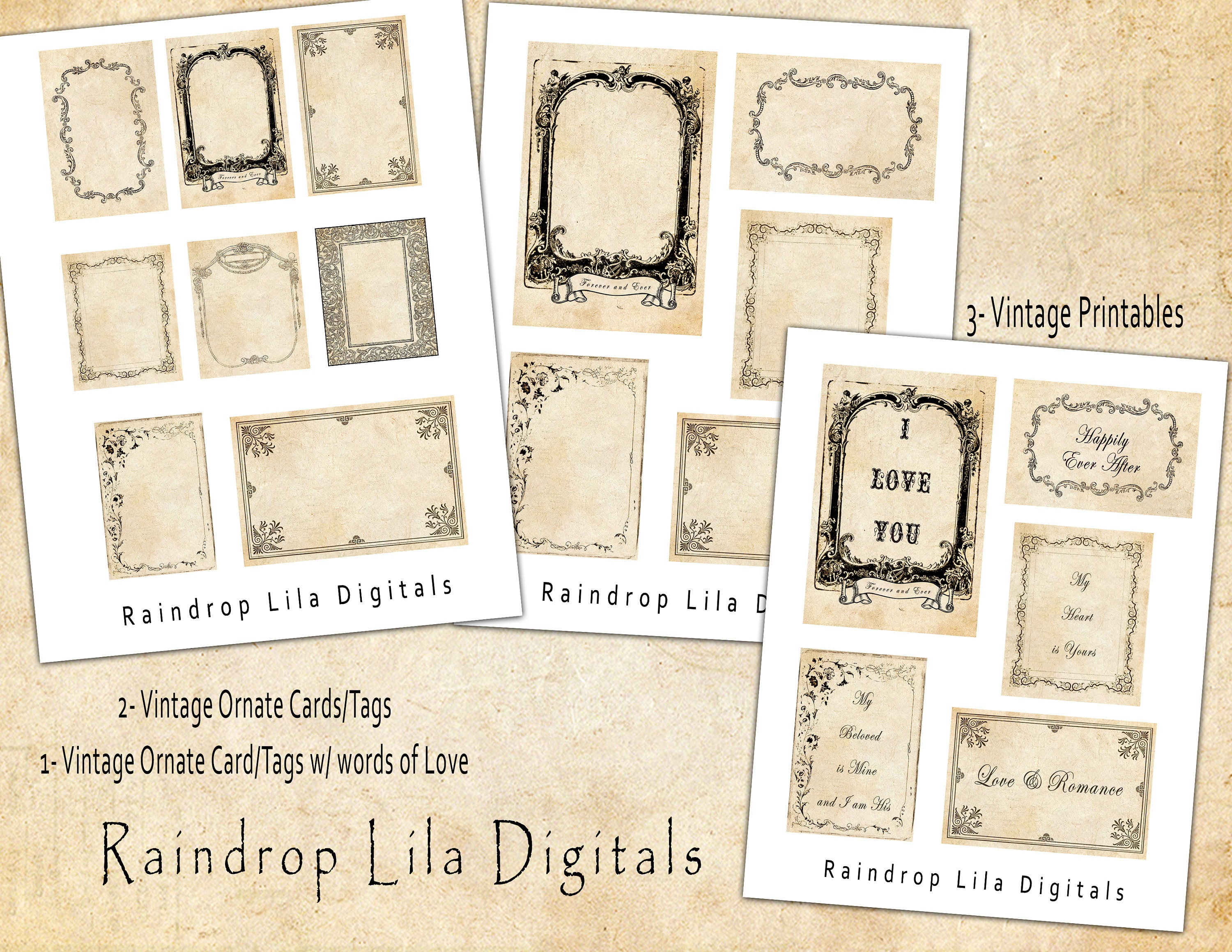 Tuscany Romance Digital Cards 5 - Etsy