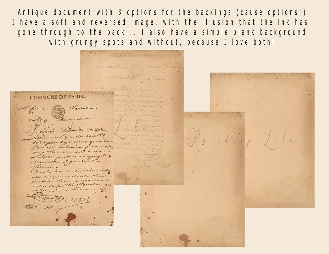 French and Antique Documents N121 Printable - Background Paper and ...