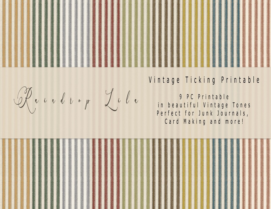 Vintage Ticking Printable - Vintage Basic Patterned Paper in Beautiful ...