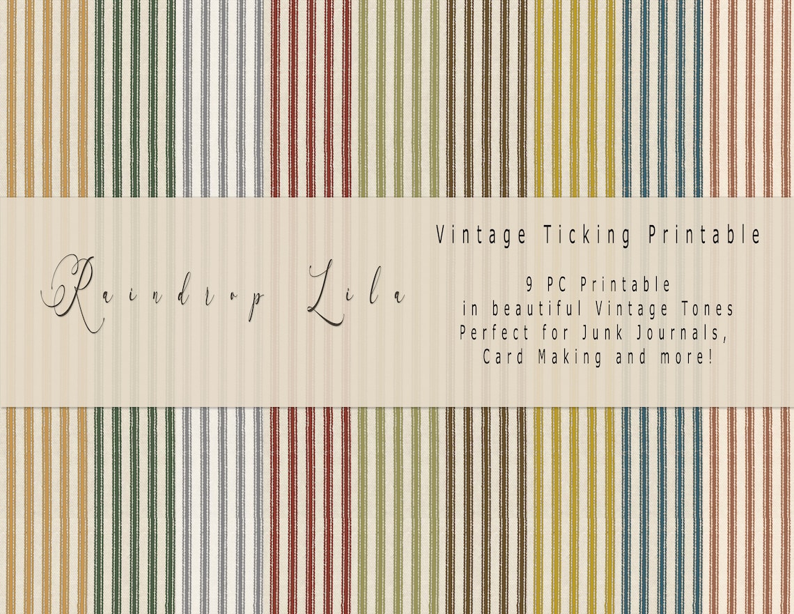 Vintage Ticking Printable - Vintage Basic Patterned Paper in Beautiful ...