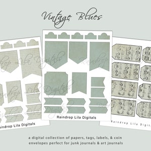Vintage Blues Paper Collection - Etsy