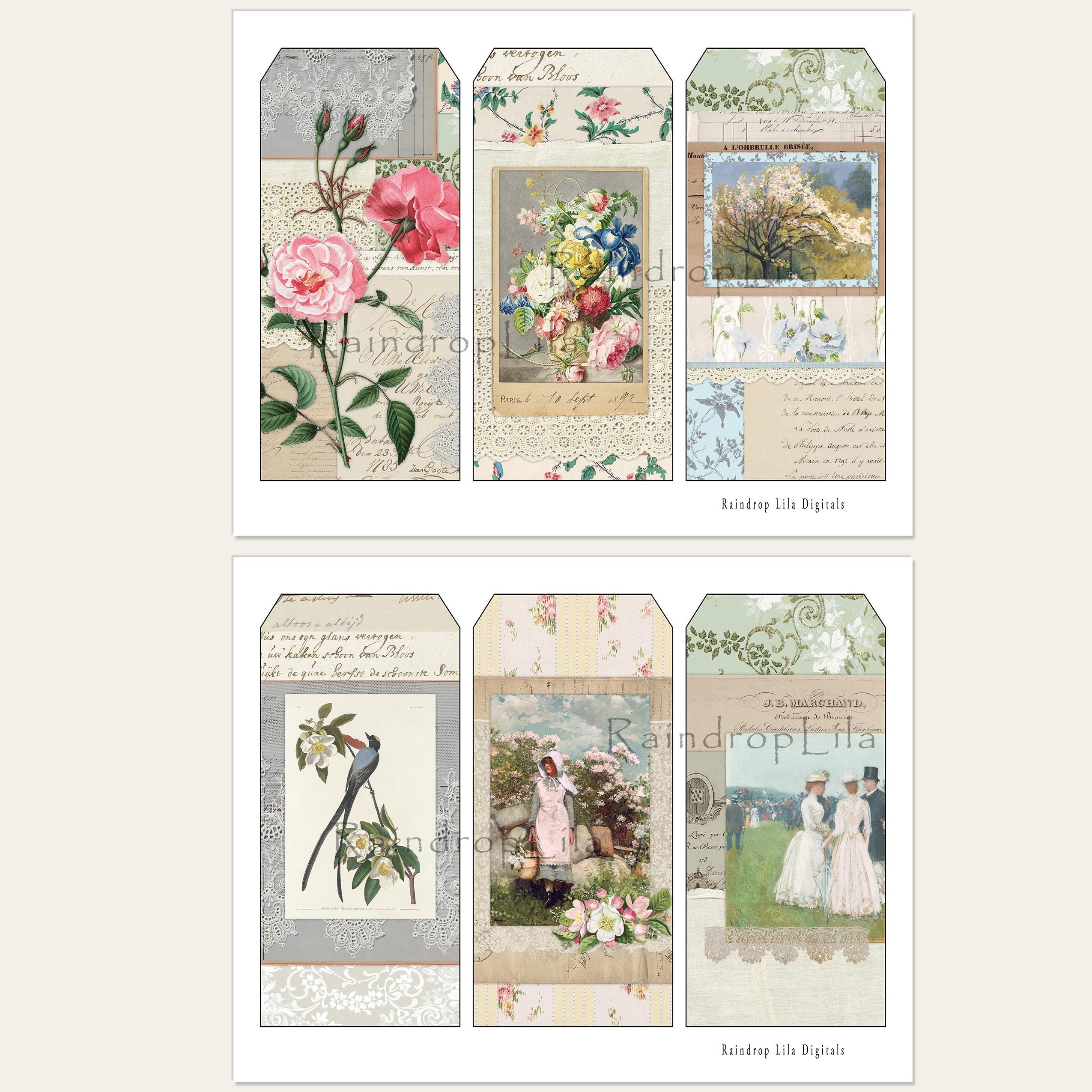 Floral Pastel Tags S26 Printable | Junk Journal Ephemera Kit | Vintage ...