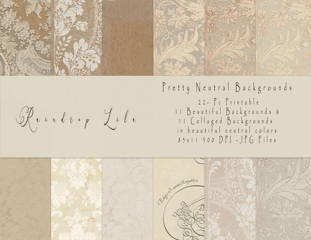 Pretty Neutral Backgrounds C124, Scrapbook, Raindrop Lila Junk Journal ...