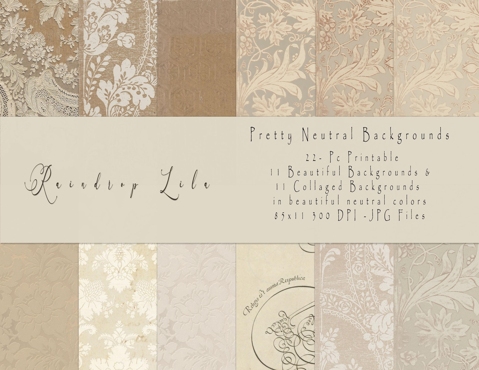 Pretty Neutral Backgrounds C124, Scrapbook, Raindrop Lila Junk Journal ...