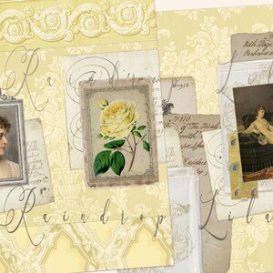 Yellow Roses Tall Layouts Printable, 15 Vintage Junk Journal Layouts ...