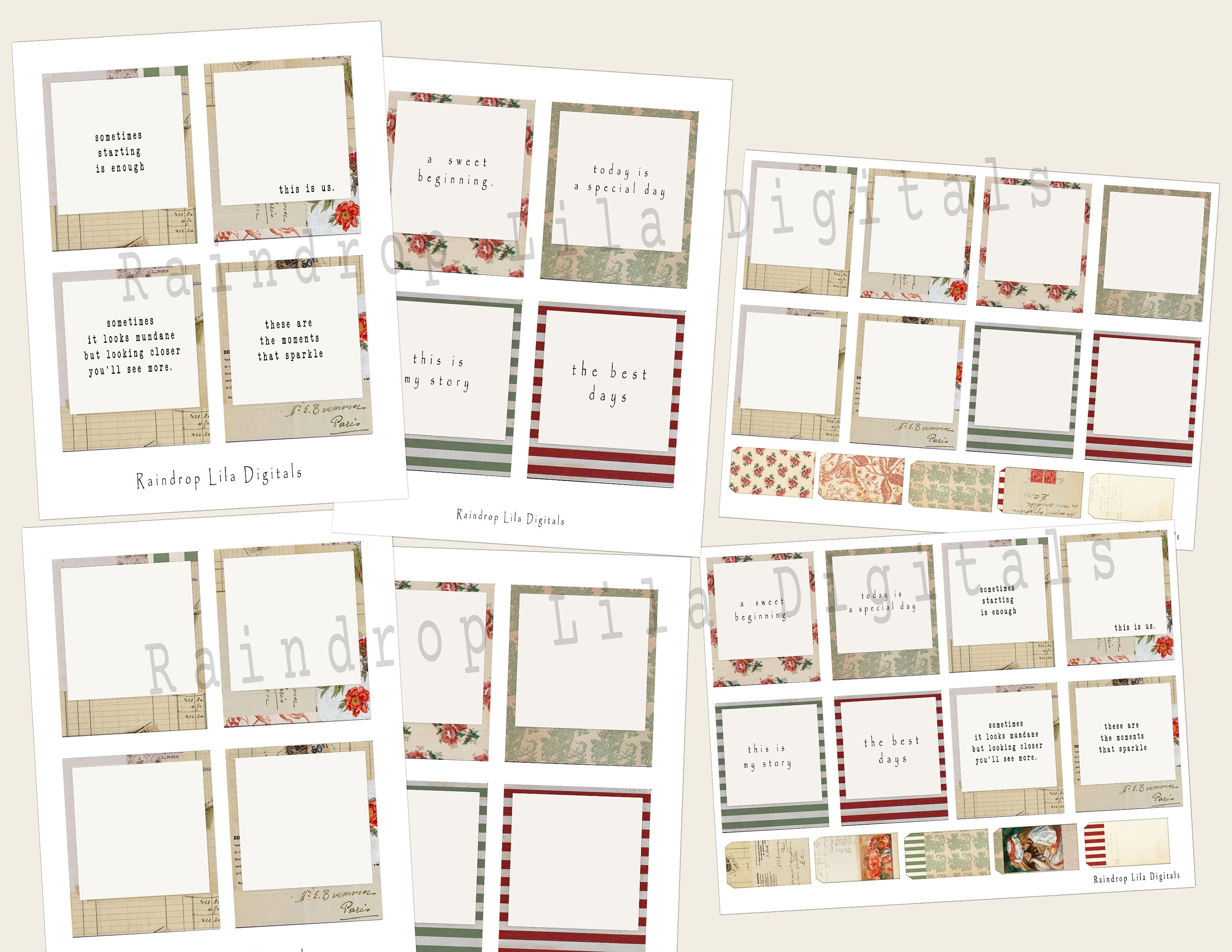 Rosie's Sentiments Instant Photo Printable JOURNALING - Etsy