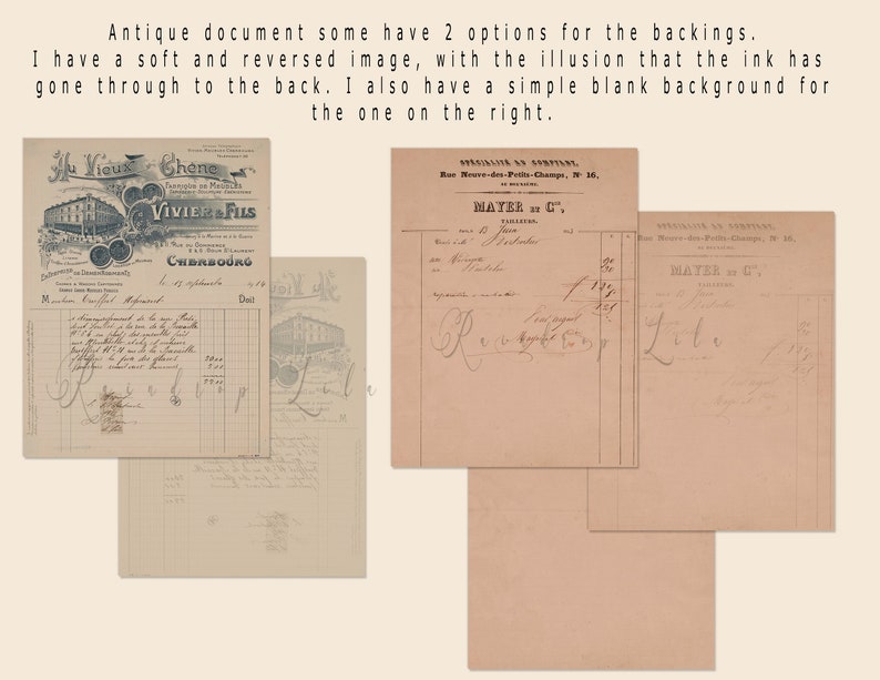 French and Antique Documents N121 Printable - Background Paper and ...