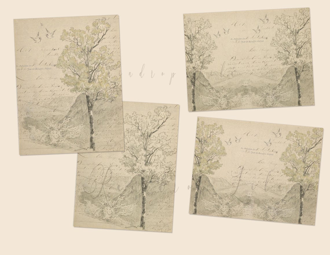 Foliage & Script Printable, Beautiful Nature Background Pages and Tags ...