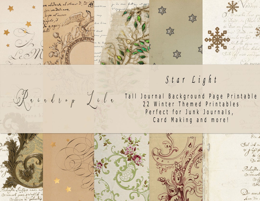 Starlight Tall Journal Background Printable - Vintage Journal Printable Collection - Raindrop ...