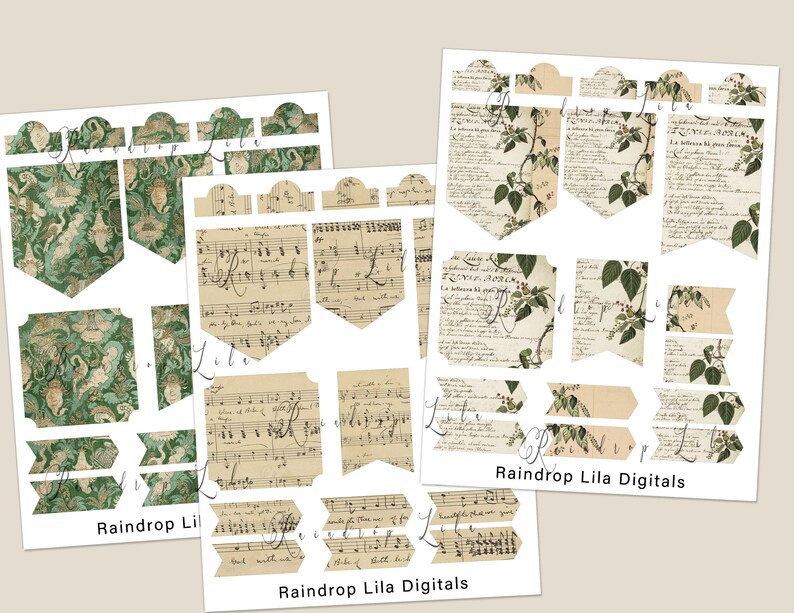 Printable Art Add On- 5 Pc-printable-elements, Tabs, Tuck Spots- Junk ...