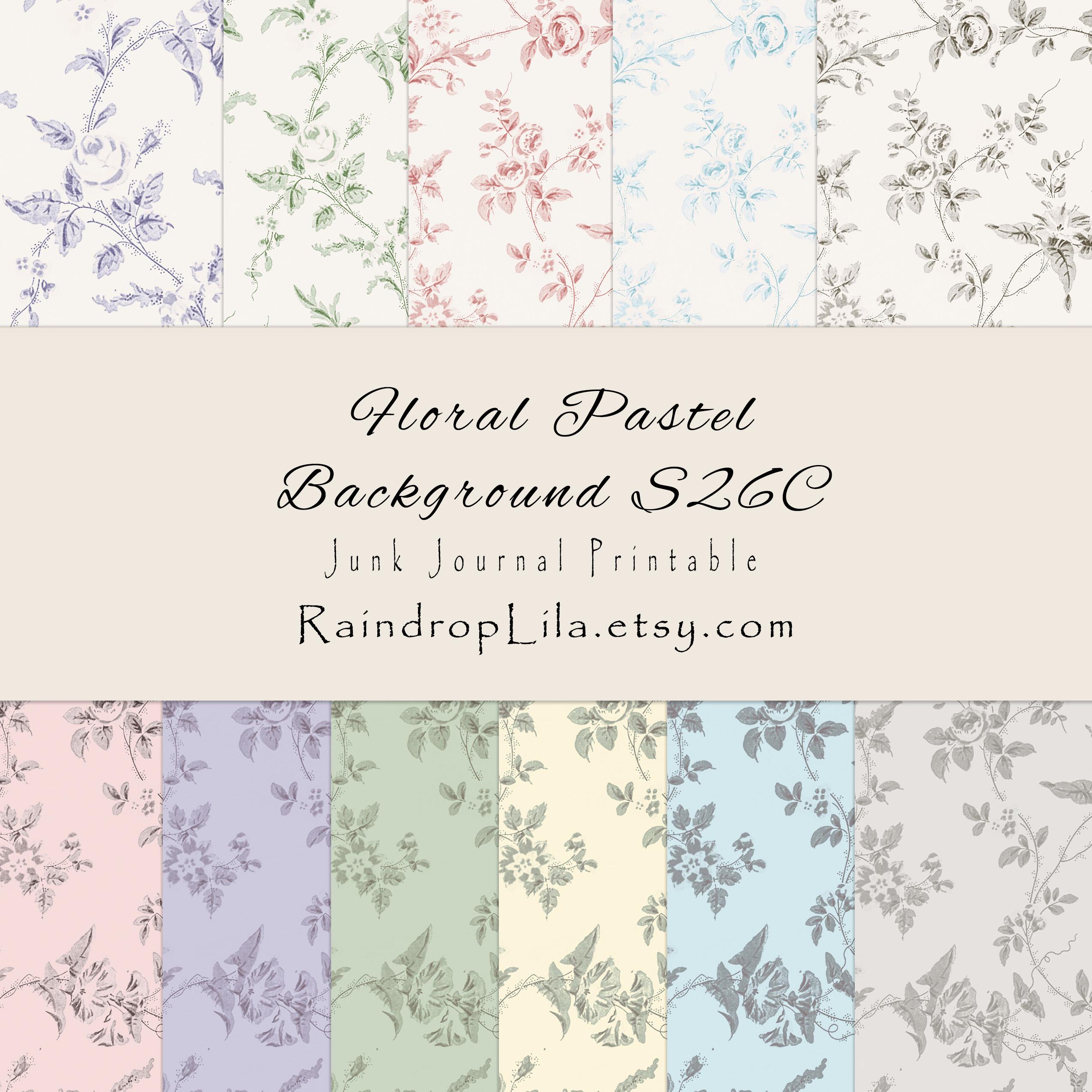 Floral Pastel Backgrounds S26C Printable | Junk Journal Artist Kit ...