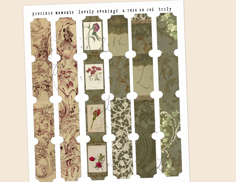 3 PC Ticket Printable- Rosered Evergreen - Vintage Collection ...