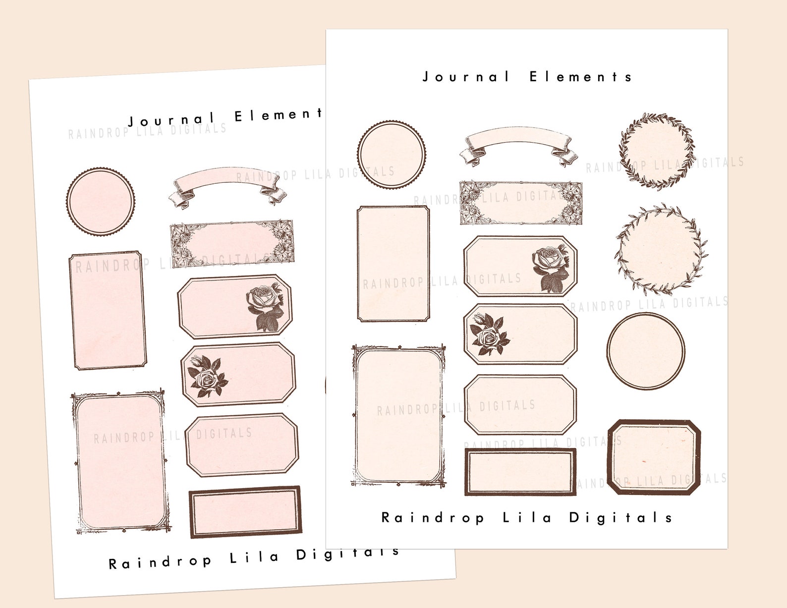 Peachy Pink Labels PRINTABLE Digital - Etsy