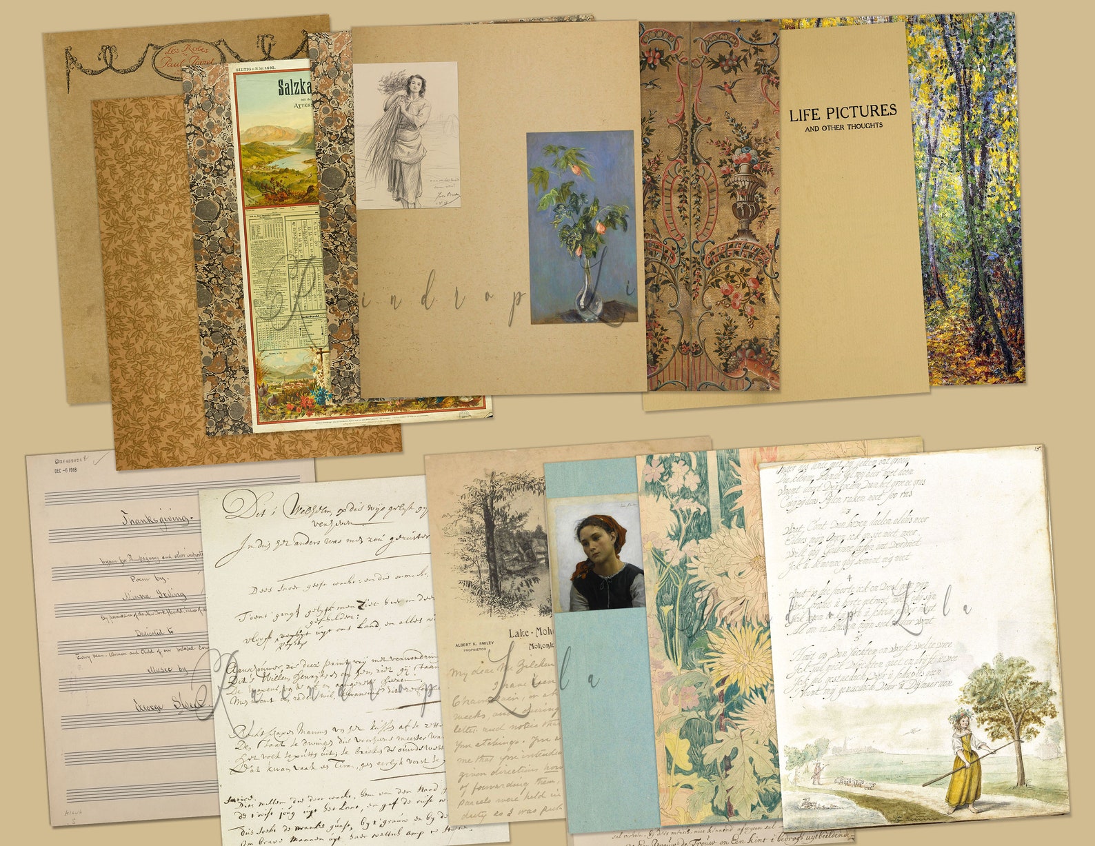 Tall Vintage Journal Layouts Instant Download Printable - Etsy