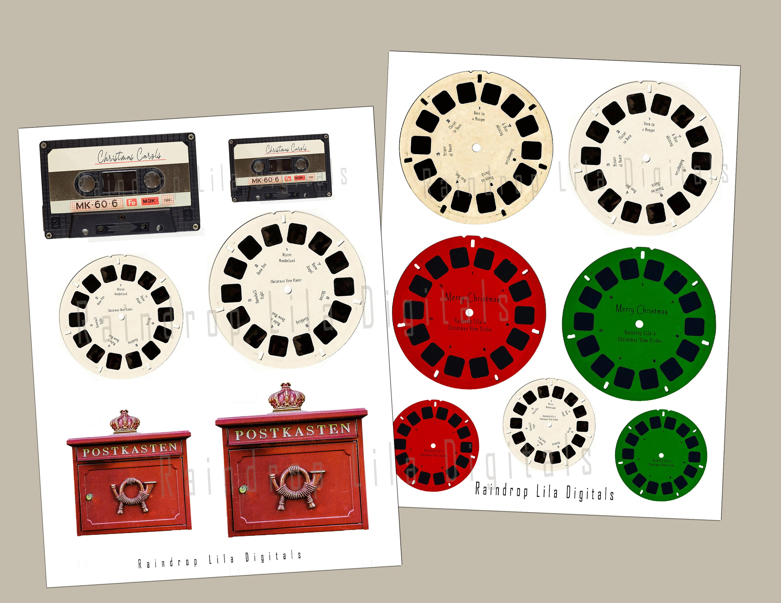 Vintage Christmas Ephemera Printable Viewfinder Cassette Tape and ...