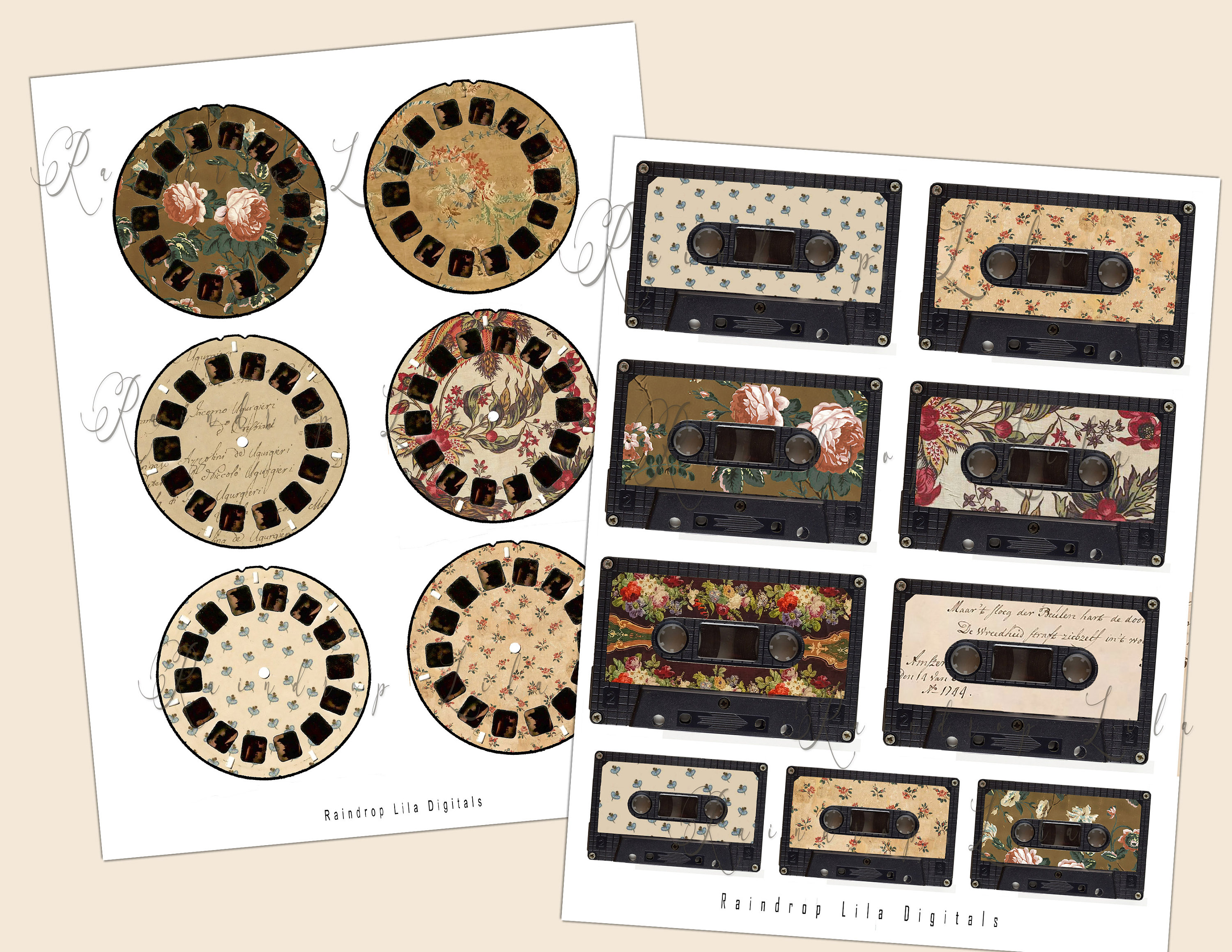 Charlotte EPHEMERA Printable Viewfinder Cassette Tapes - Etsy